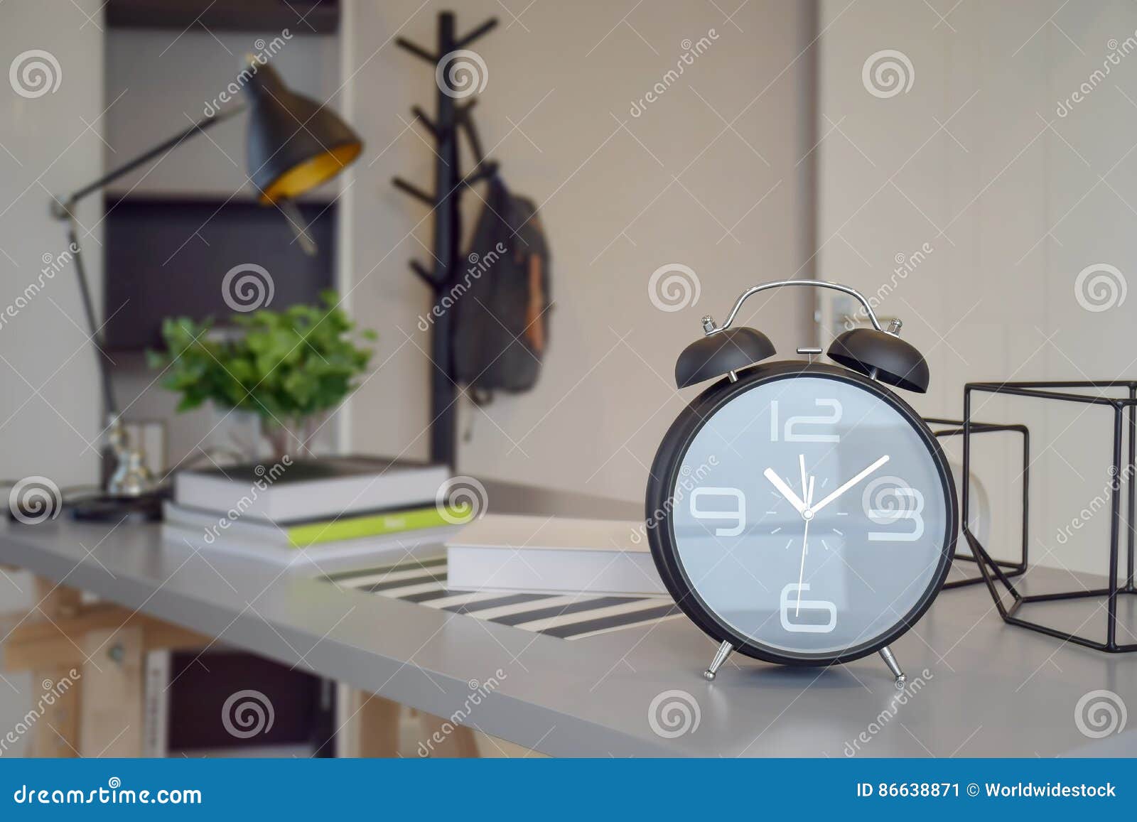 Black Alarm Clock on Work Table Stock Image - Image of notes, ambient ...