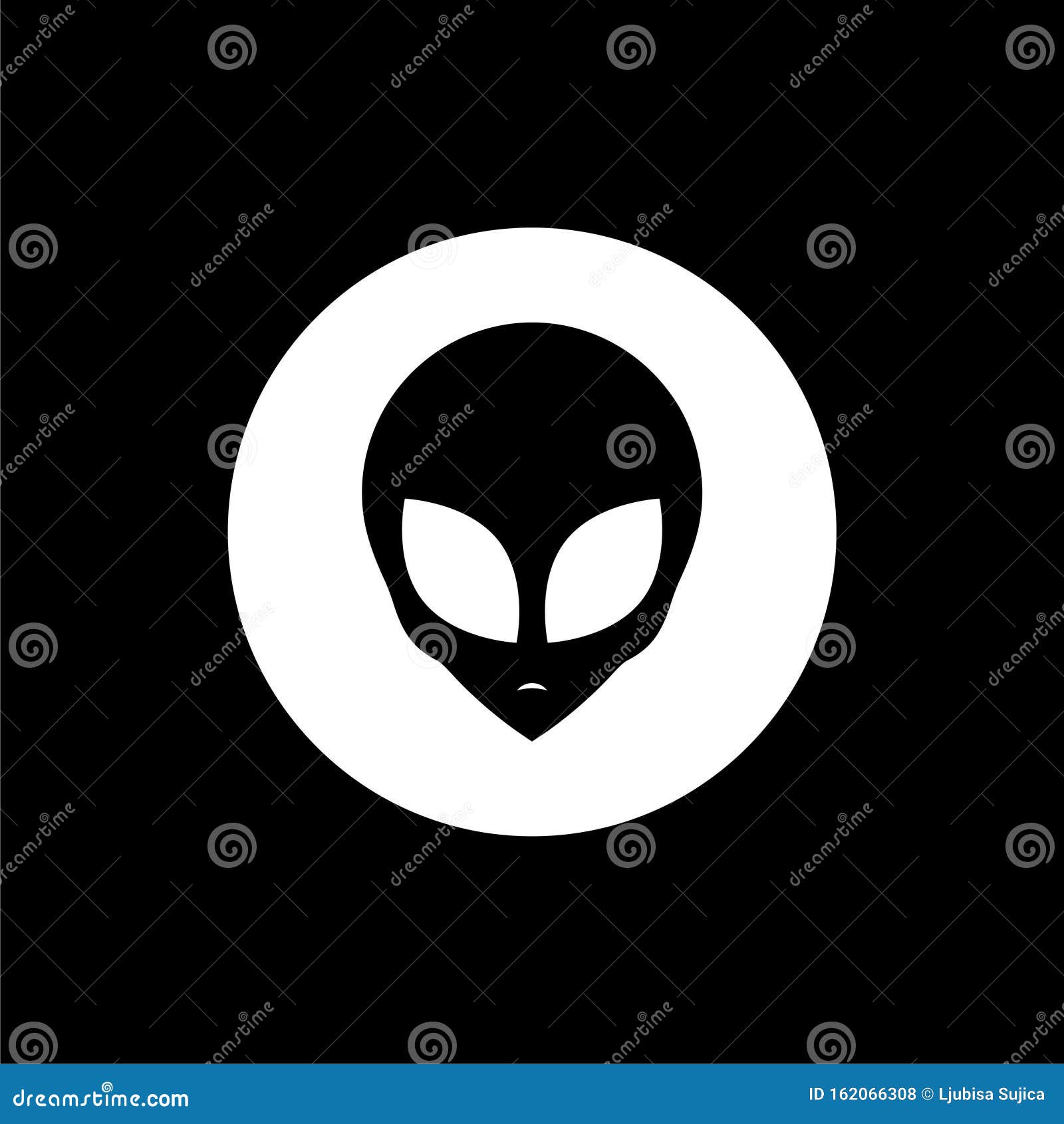 Black Alien Logo Icn Isolated On White Background Design Vector ...
