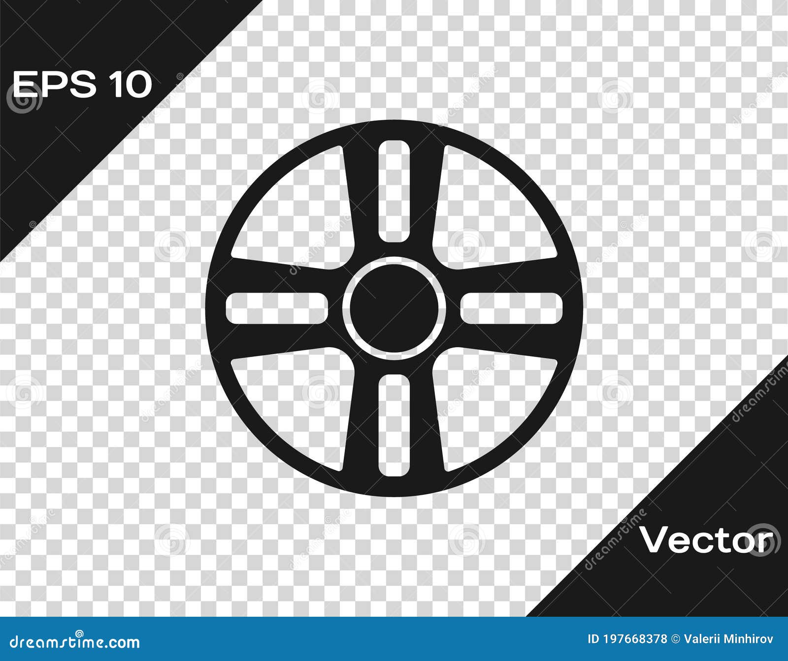 Black Alloy Wheel for a Car Icon Isolated on Transparent Background ...