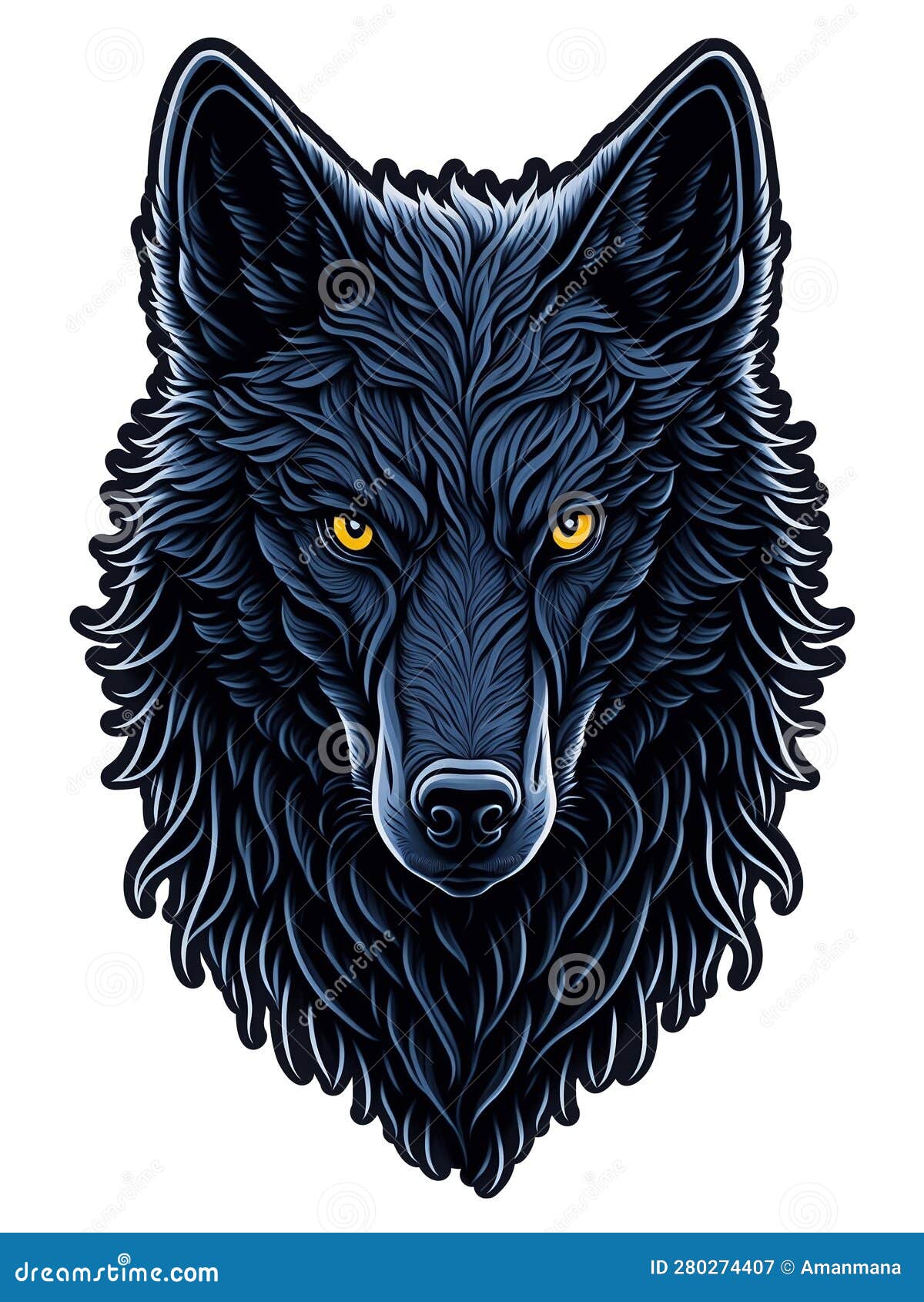 Black Alpha Wolf Head Isolated Sticker Stock Illustration ...