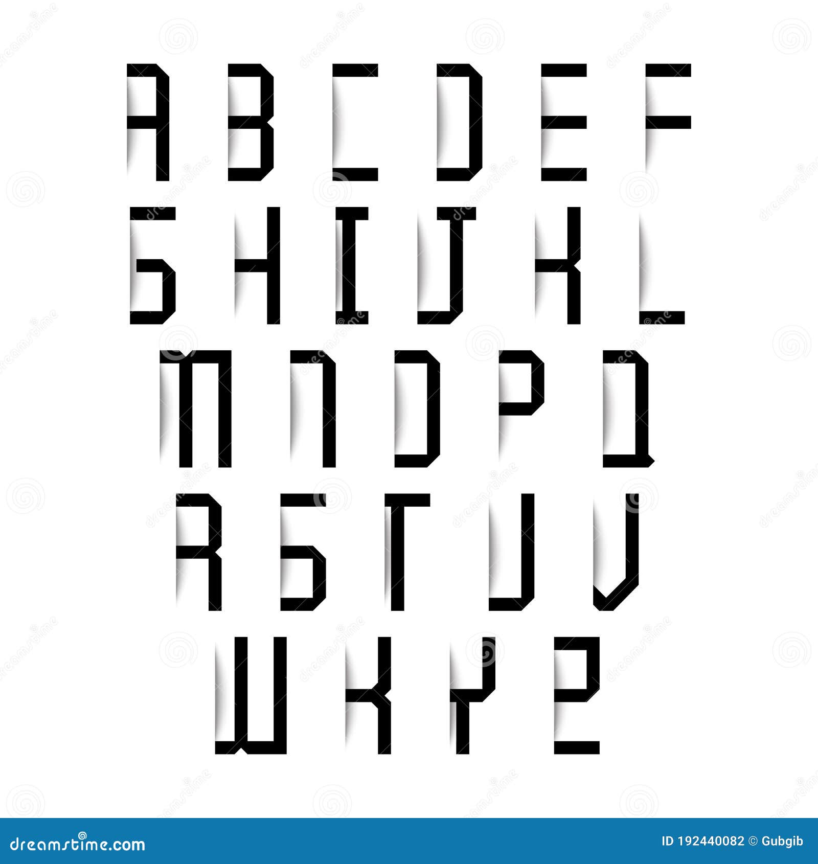 Black Alphabet Letters with Shadow Effect Stock Vector - Illustration ...