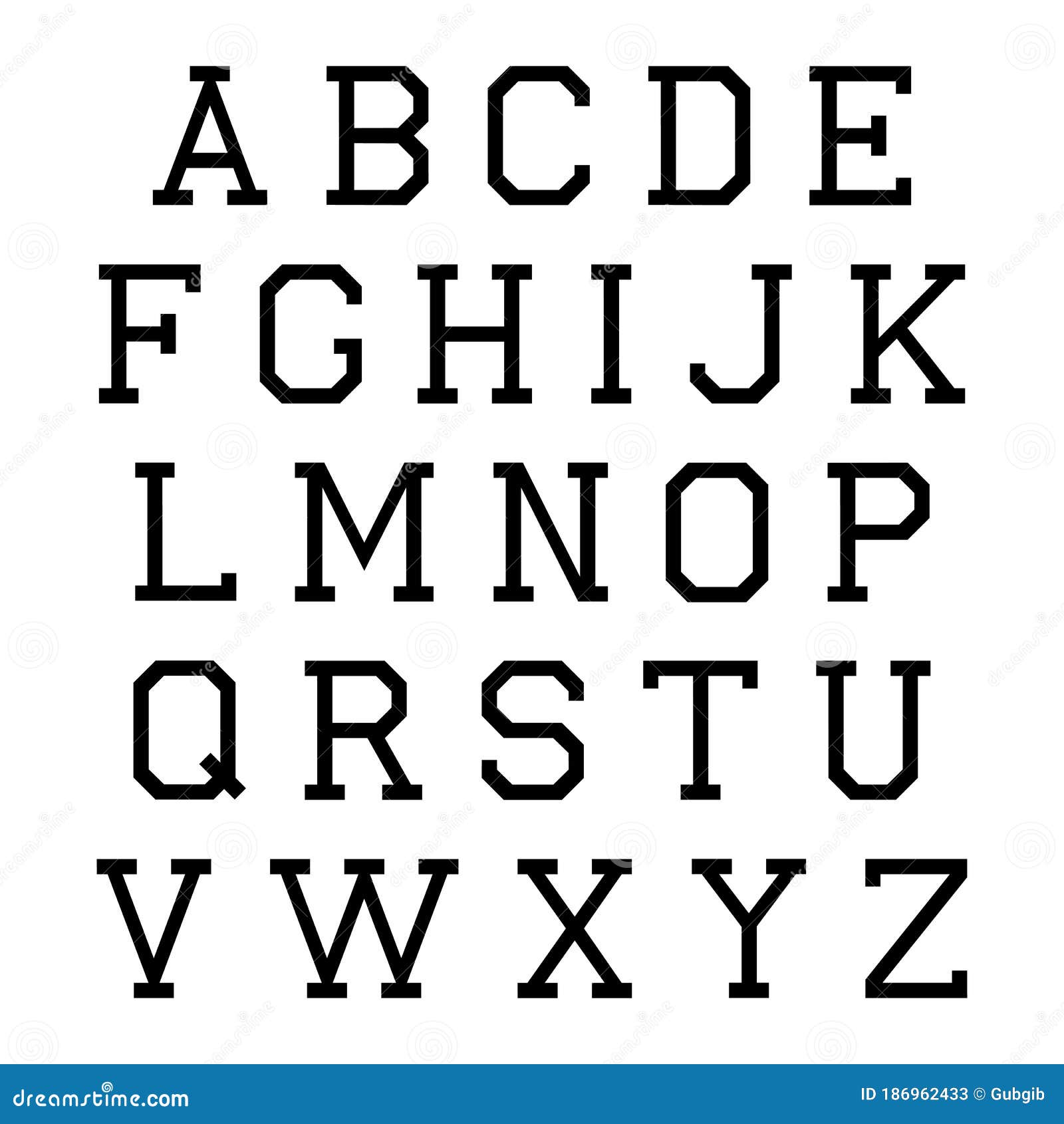 Black Alphabet Letters on White Background Stock Vector - Illustration ...