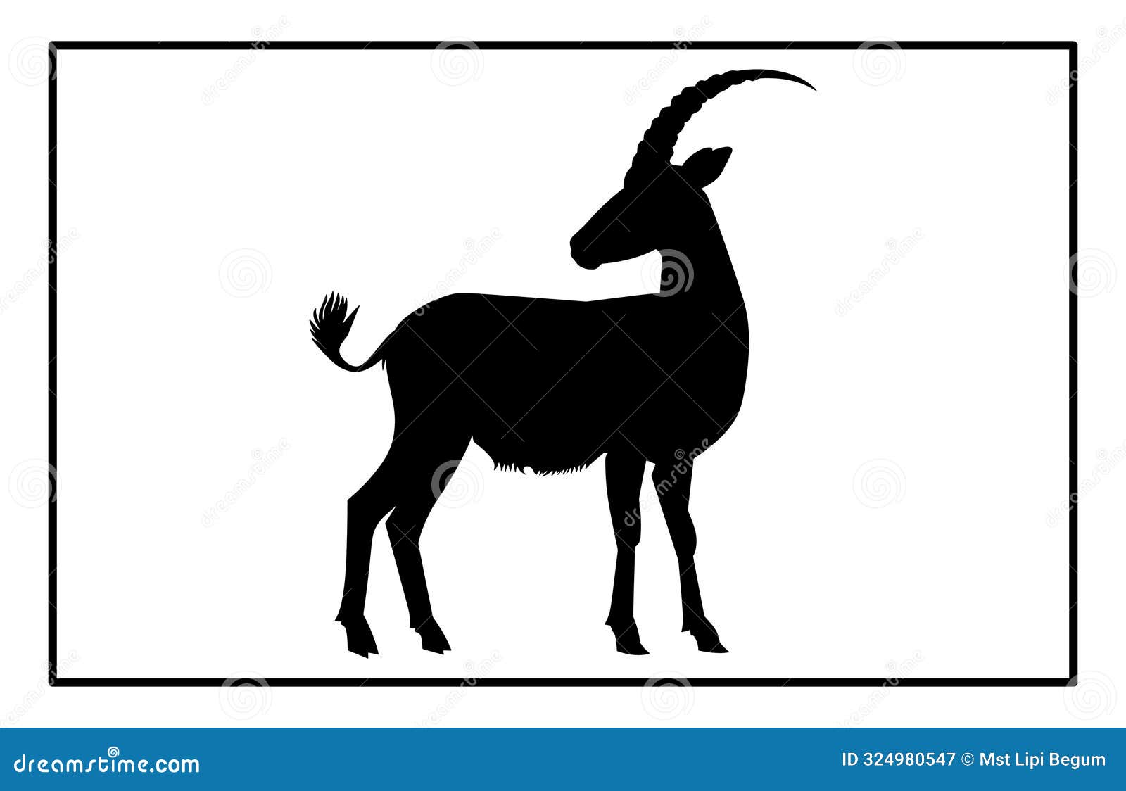 Black Alpine Goat Silhouette, Alpine Ibex Silhouette Illustration ...
