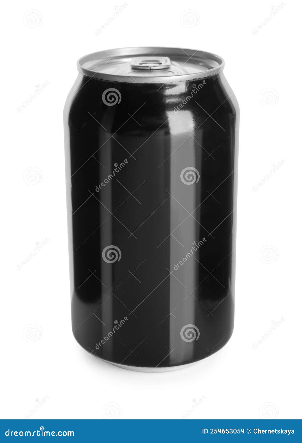 Black Aluminum Can Isolated on White. Mockup for Design Stock Image ...