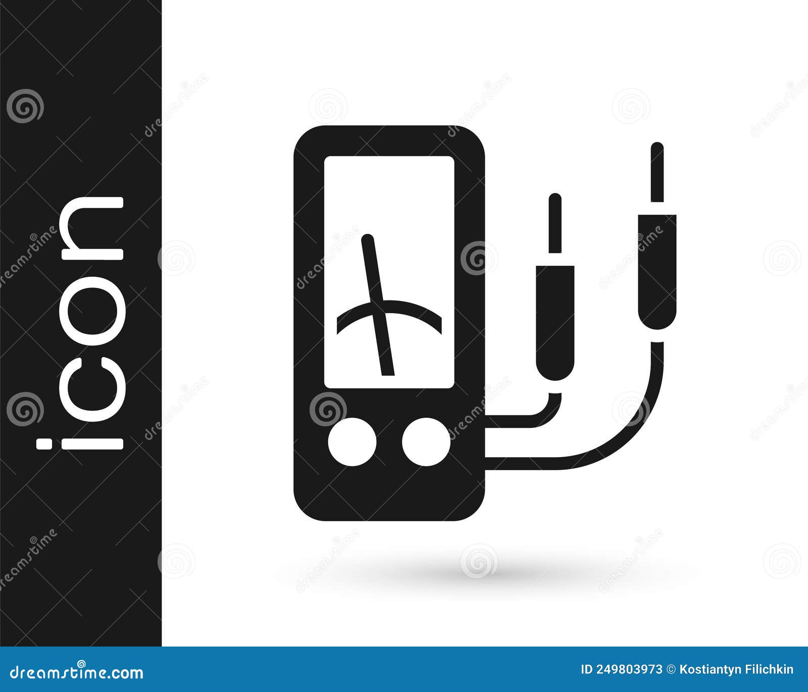 Black Ampere Meter, Multimeter, Voltmeter Icon Isolated On White ...