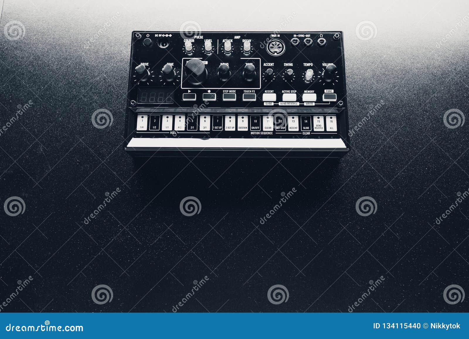 Black analog synthesizer stock photo. Image of performance - 134115440