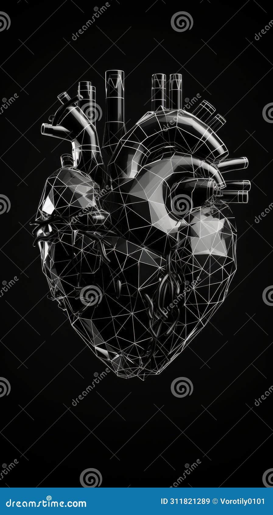 Black Anatomical Heart Model Isolated On Transparent Background Stock ...