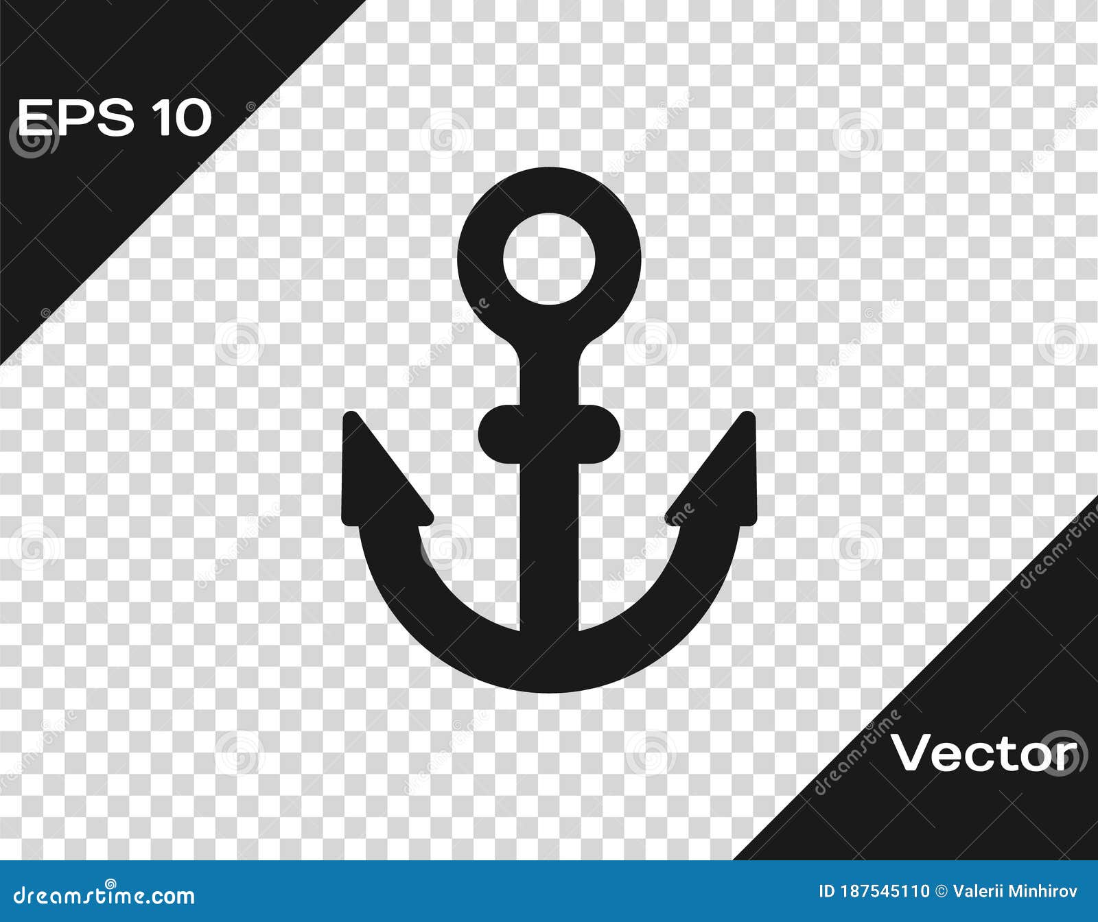 Black Anchor Icon Isolated on Transparent Background. Vector Stock ...