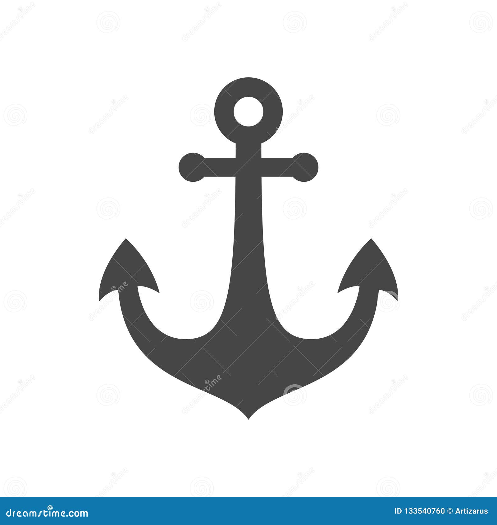 Black anchor icon stock vector. Illustration of nautical - 133540760