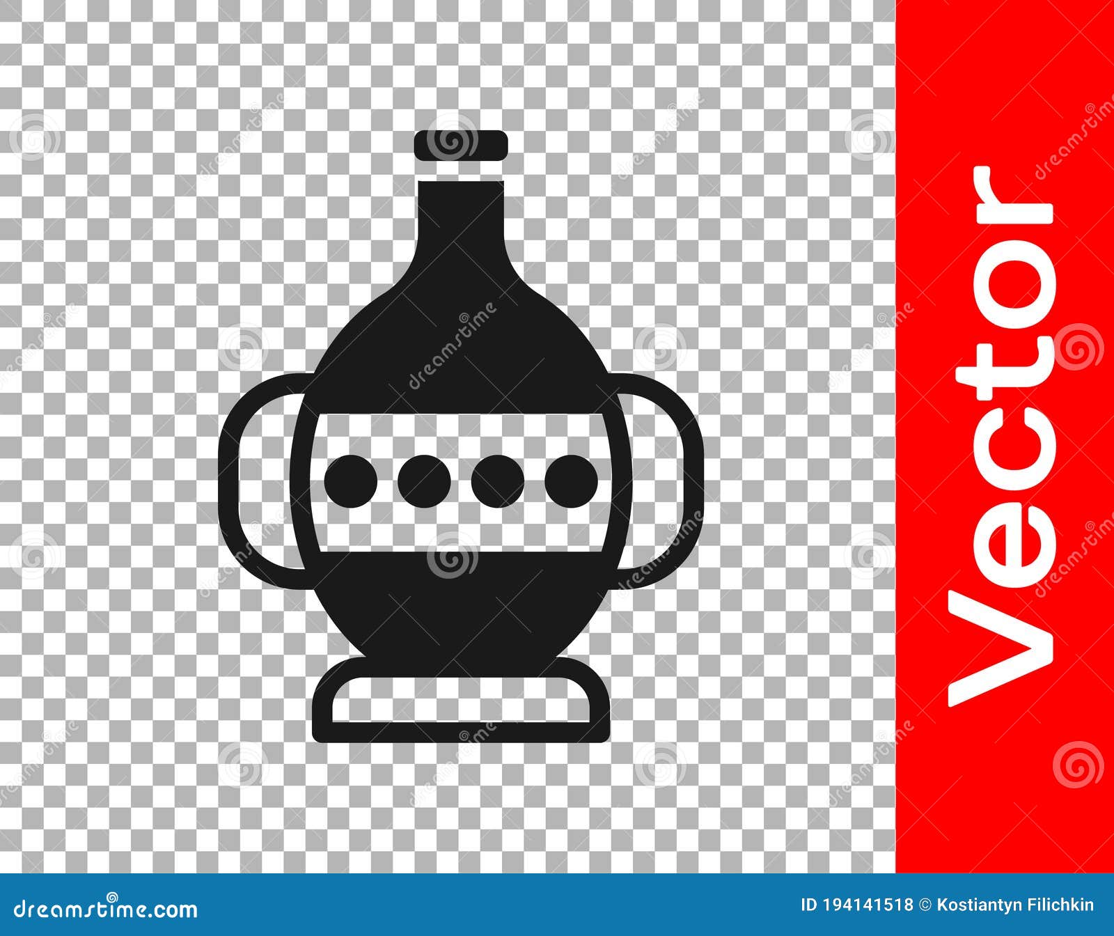 Black Ancient Amphorae Icon Isolated on Transparent Background. Vector ...