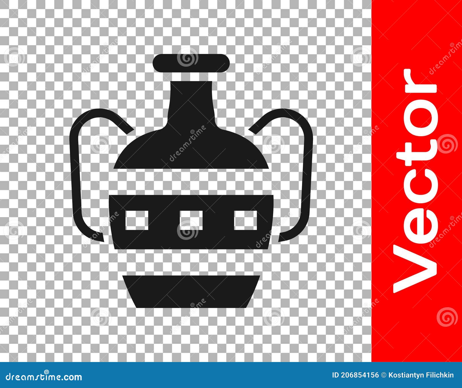 Black Ancient Amphorae Icon Isolated on Transparent Background. Vector ...