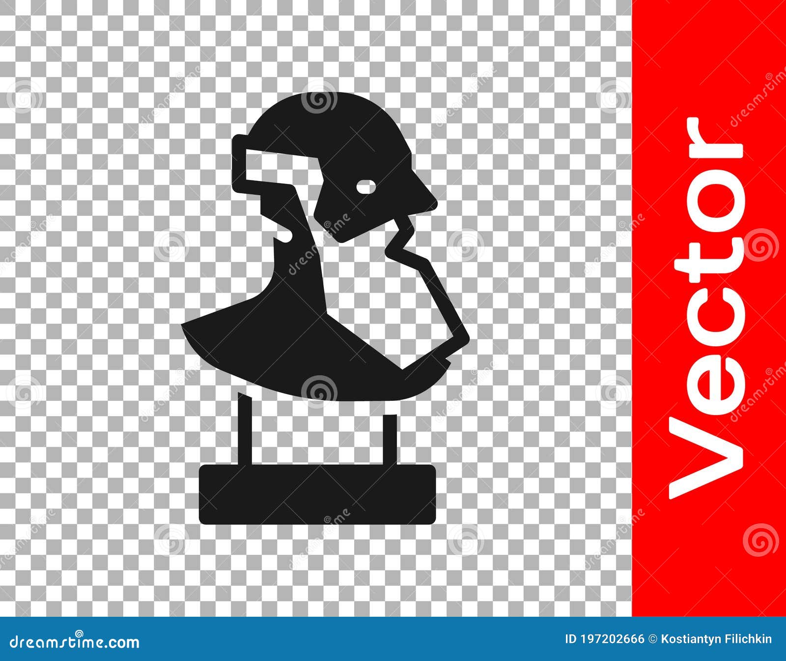 Black Ancient Bust Sculpture Icon Isolated on Transparent Background ...
