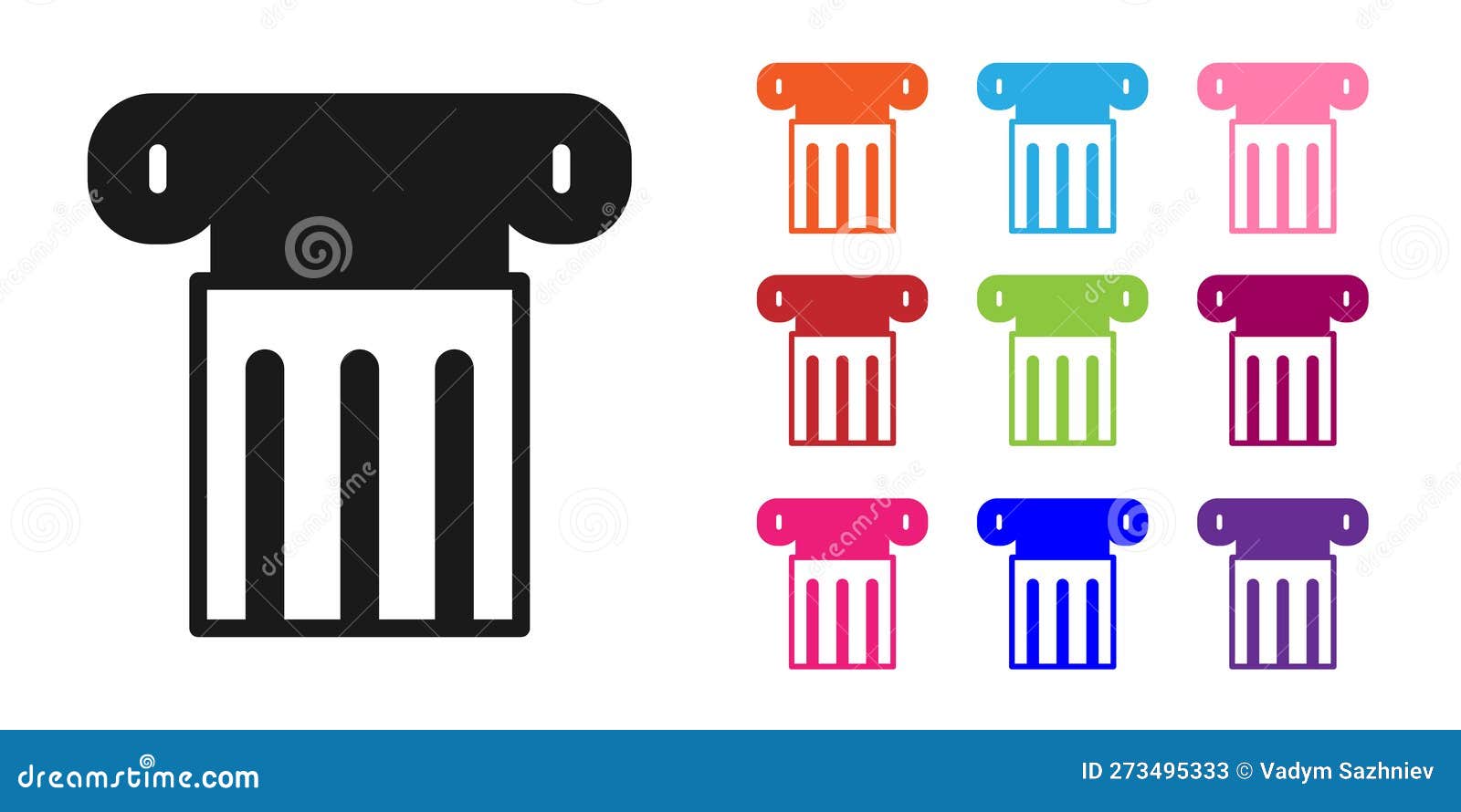 Black Ancient Column Icon Isolated on White Background. Set Icons ...