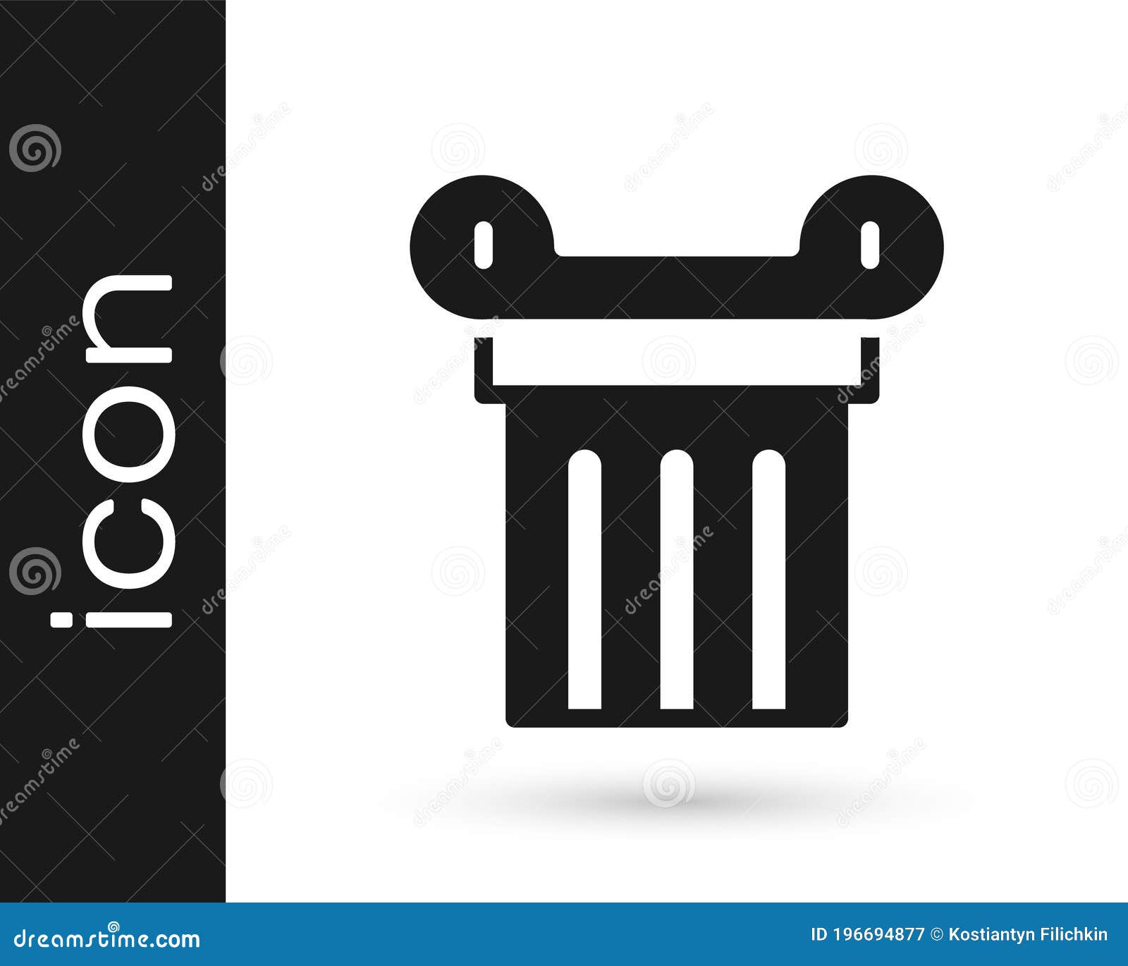 Black Ancient Column Icon Isolated on White Background. Vector Stock ...