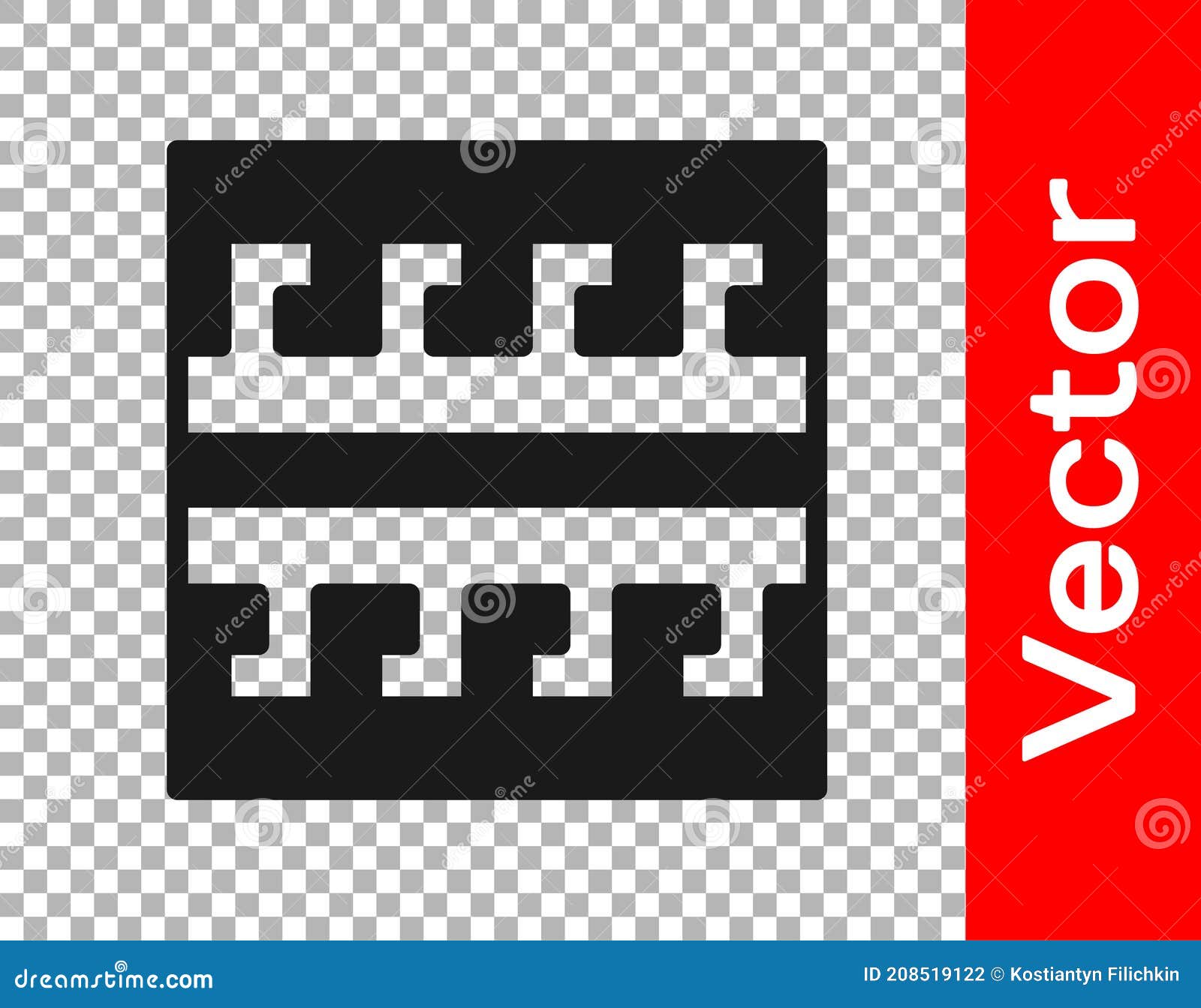 Black Ancient Greek Pattern Icon Isolated on Transparent Background ...