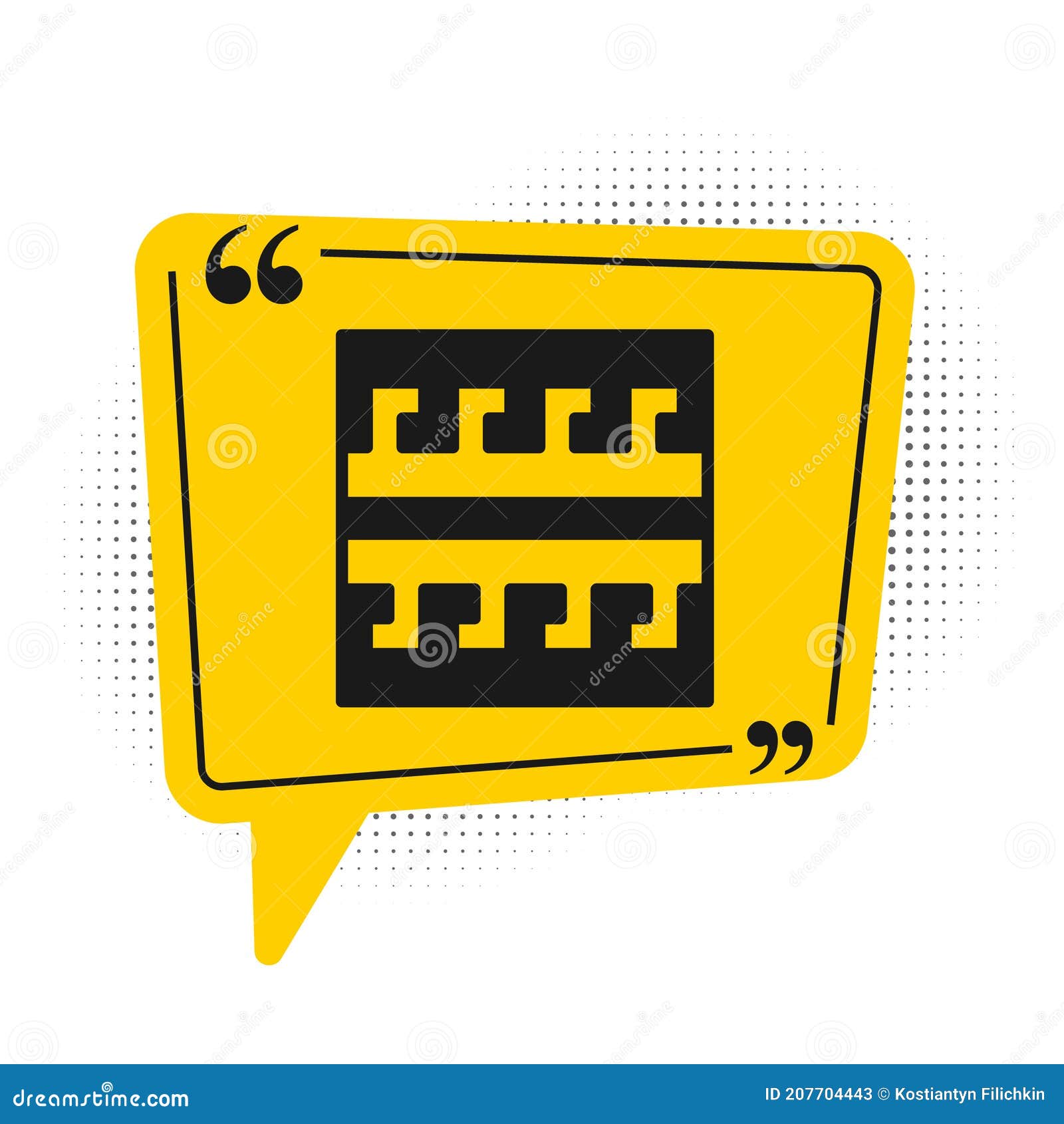 Black Ancient Greek Pattern Icon Isolated on White Background. Yellow ...