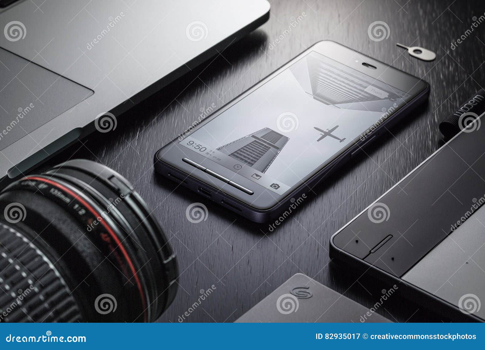 Black Android Smartphone On Black Surface Picture. Image: 82935017