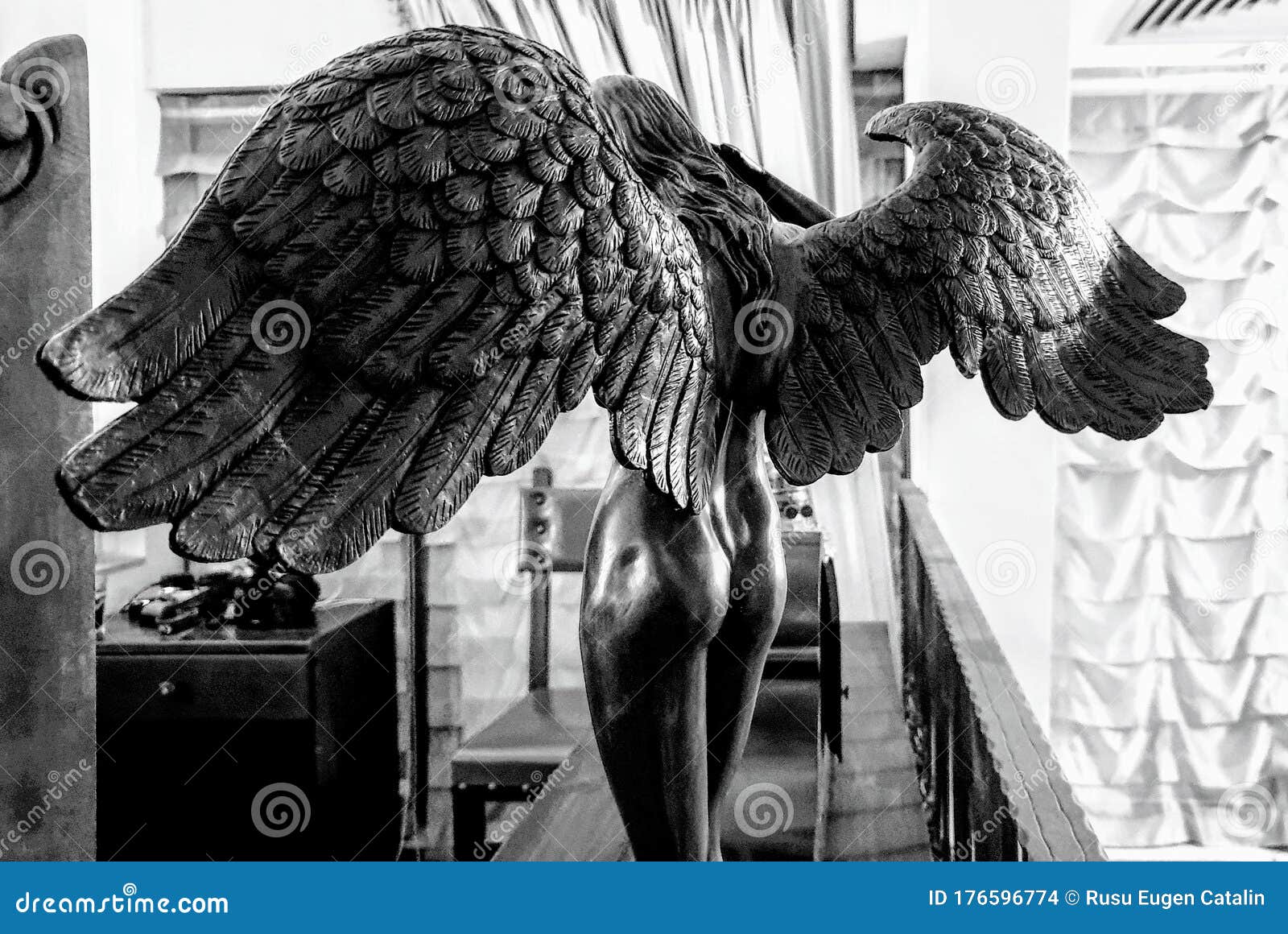 Black Angel back editorial stock image. Image of photograph - 176596774