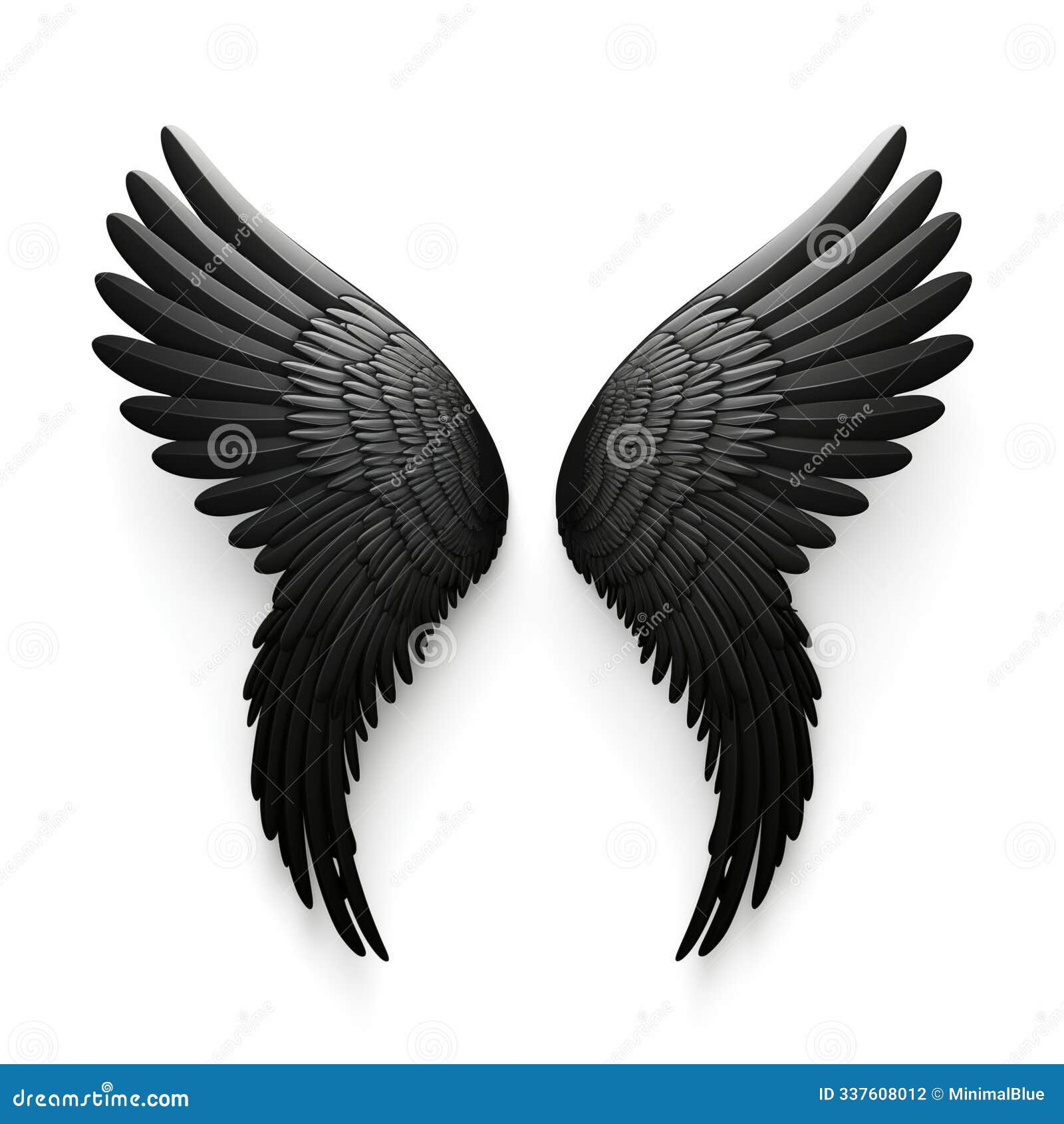Black Angel Wings Spread Open Isolated on a White Background Stock ...