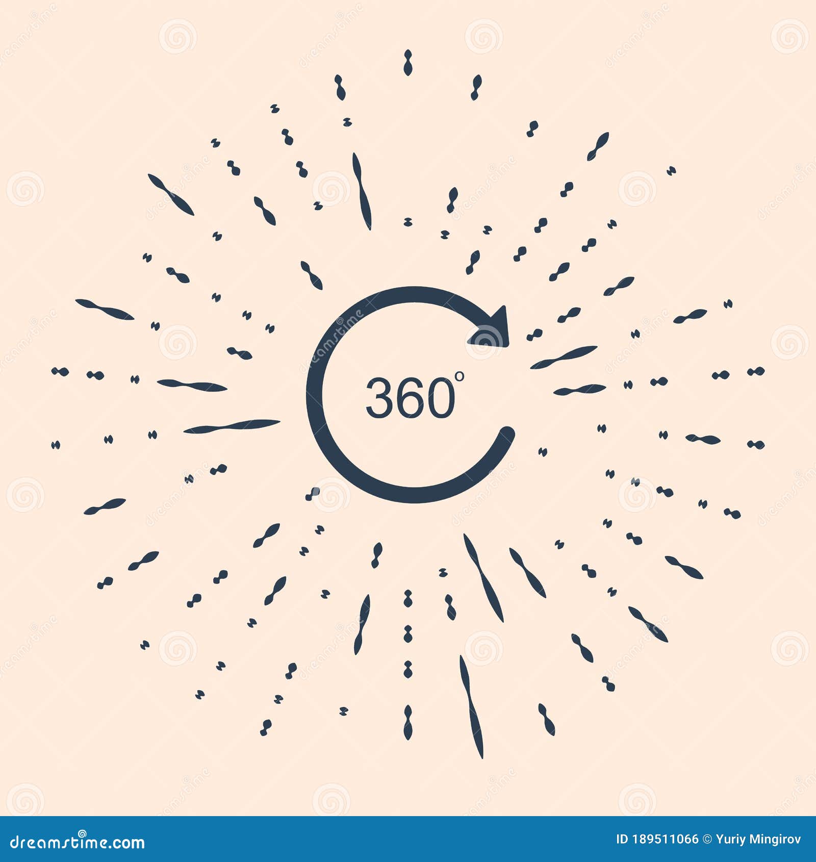 Black Angle 360 Degrees Icon Isolated on Beige Background. Rotation of ...
