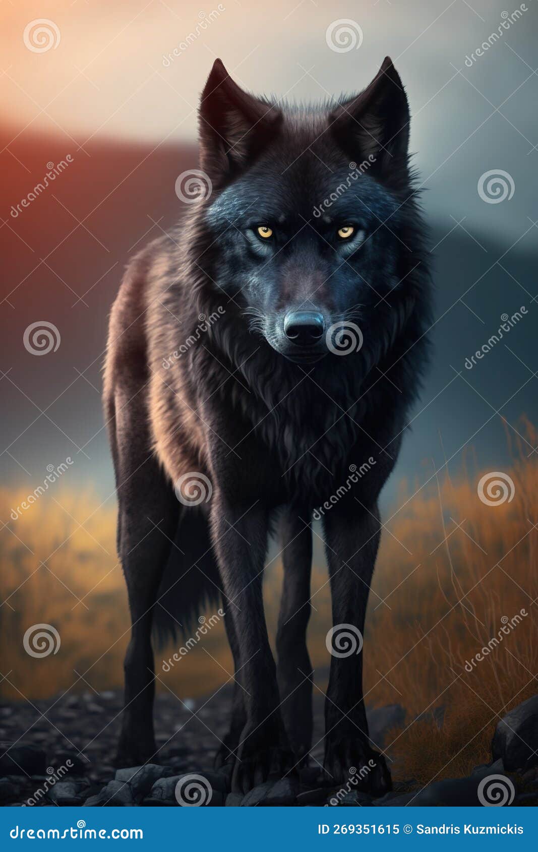 Black Angry Wolf. Generative AI Stock Illustration - Illustration of ...