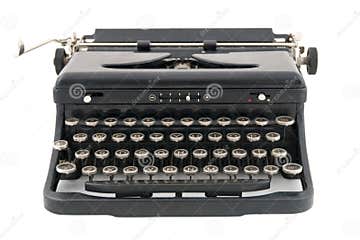 Black Antique Typewriter Front View Stock Image - Image of portable ...