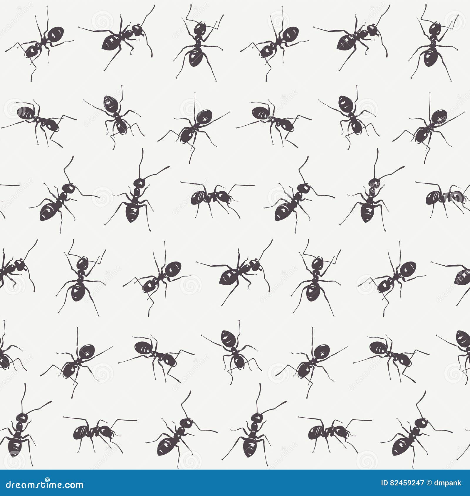 Black Ants on a White Background. Vector Seamless Pattern Stock Vector ...