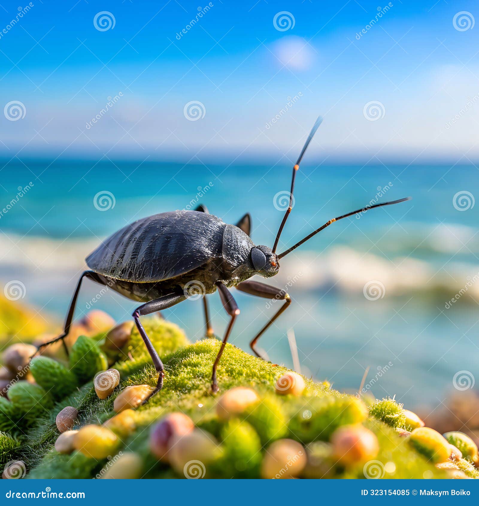 Black Aphid Walking With Long Antennae Icon Cartoon Vector ...
