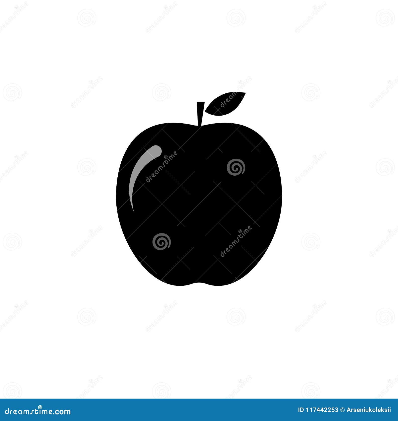 Black apple icon stock vector. Illustration of fruit - 117442253