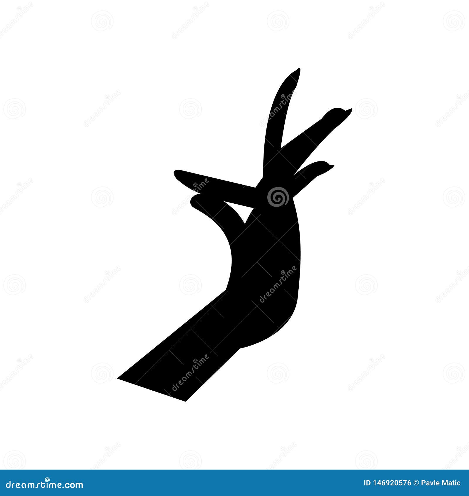 Black Apsara Hand Gesture on White Background Stock Vector ...