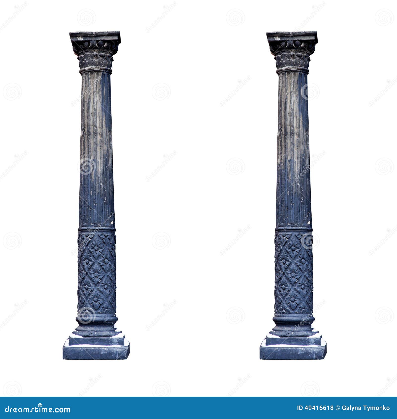 Black Architectural Columns Isolated on White Background Stock Photo ...