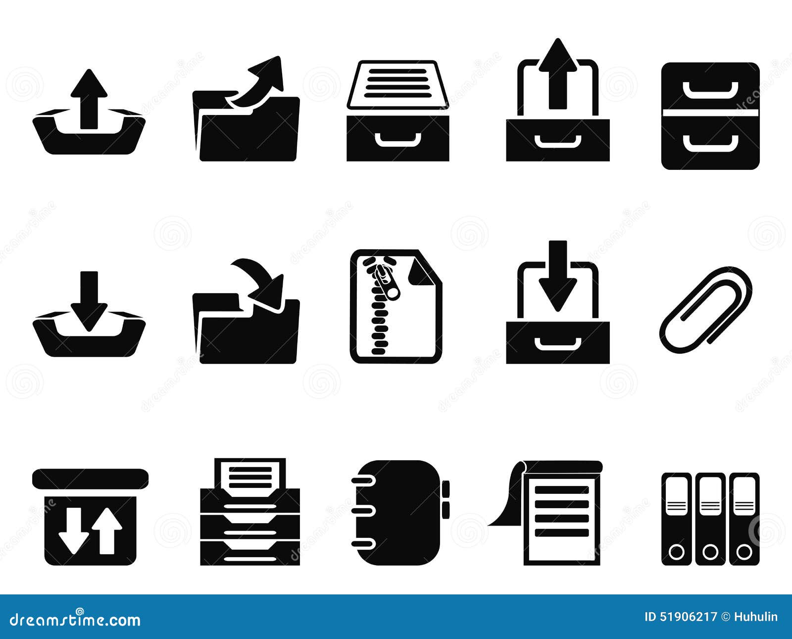 Black Archive icons set stock vector. Illustration of card - 51906217