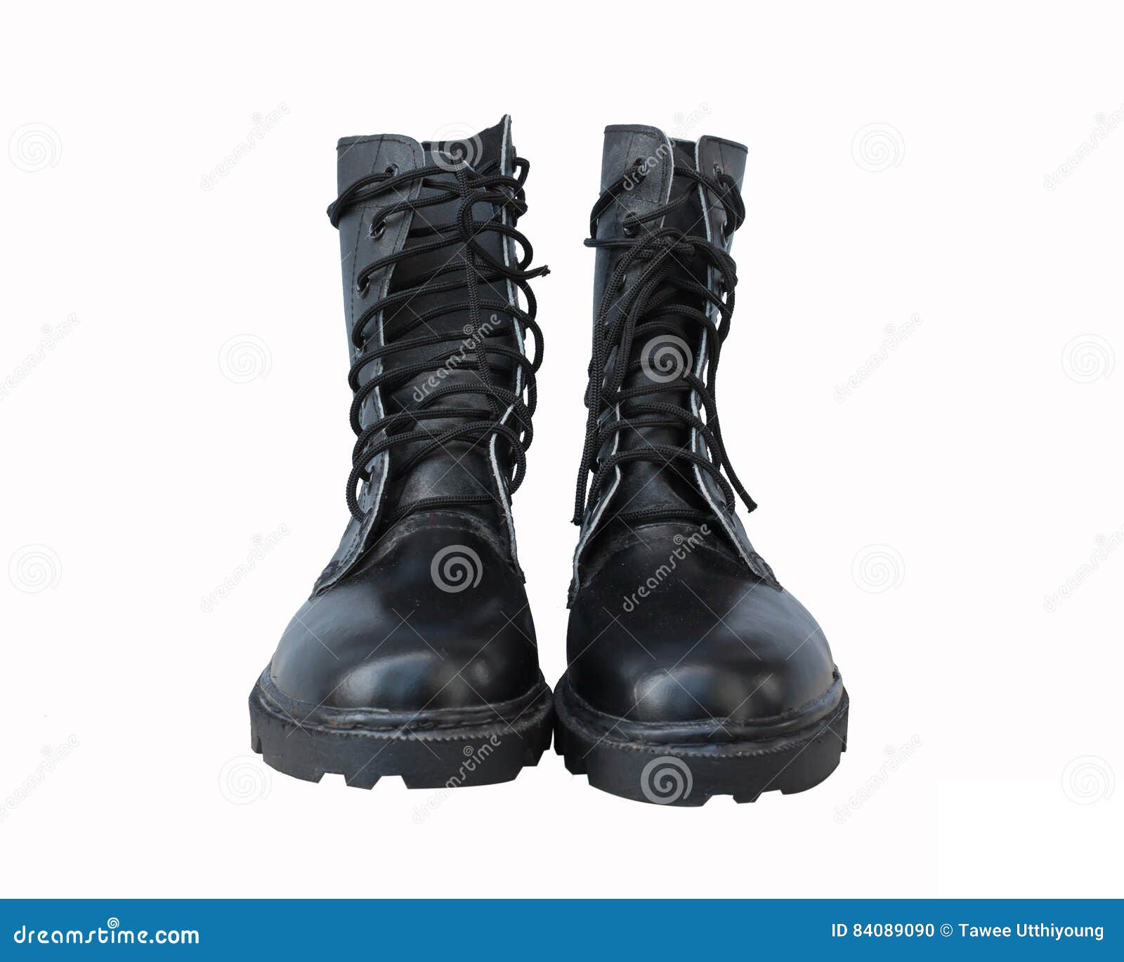 Black army shoes isolated stock photo. Image of boots - 84089090