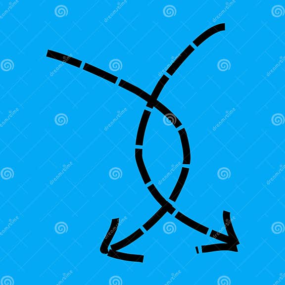 Black Arrow with Blue Isolation Stock Illustration - Illustration of ...