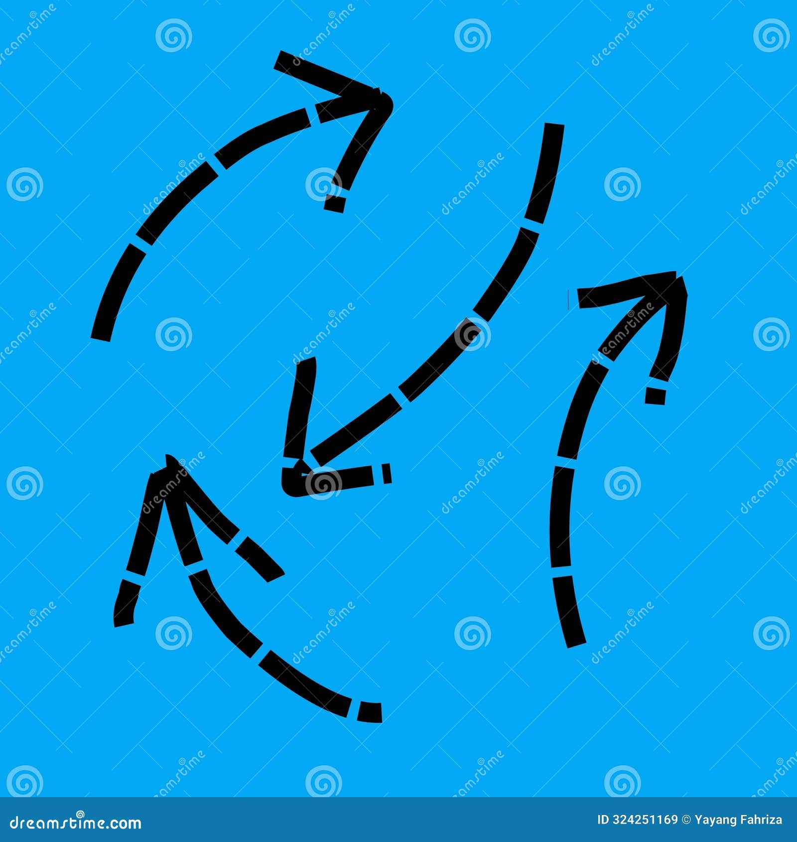 Black Arrow with Blue Isolation Stock Illustration - Illustration of ...