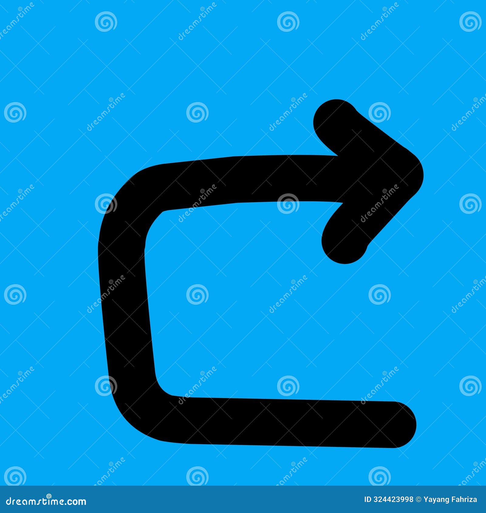 Black Arrow with Blue Isolation Stock Illustration - Illustration of ...