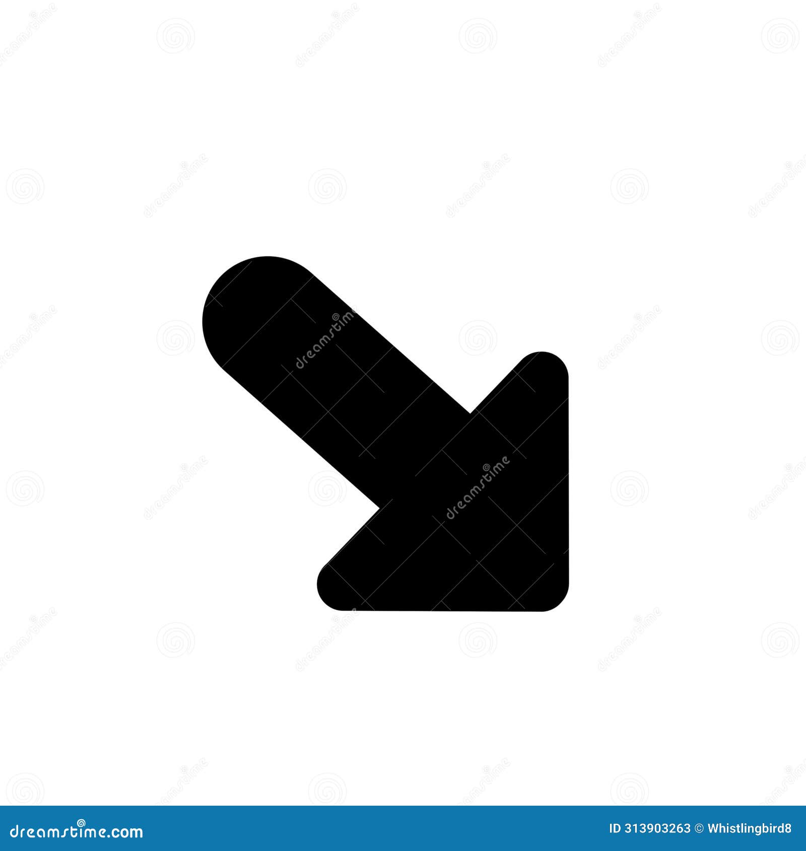 Black Arrow Down Icon, Cursor Logo. Pointer Internet Direction Stock ...