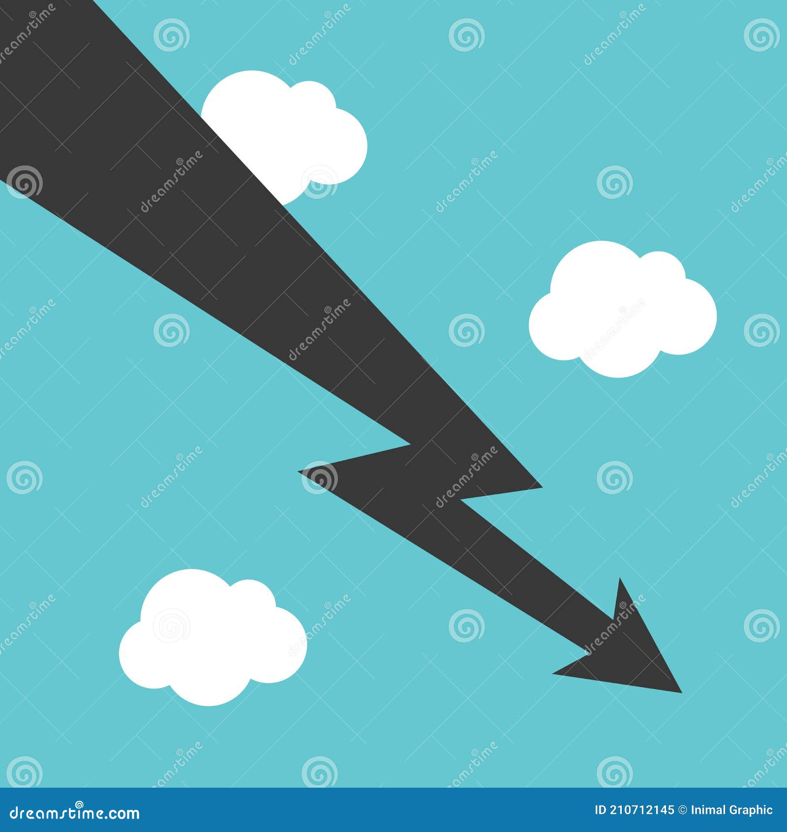 Black Arrow, Lightning, Decrease Stock Vector - Illustration of economy ...