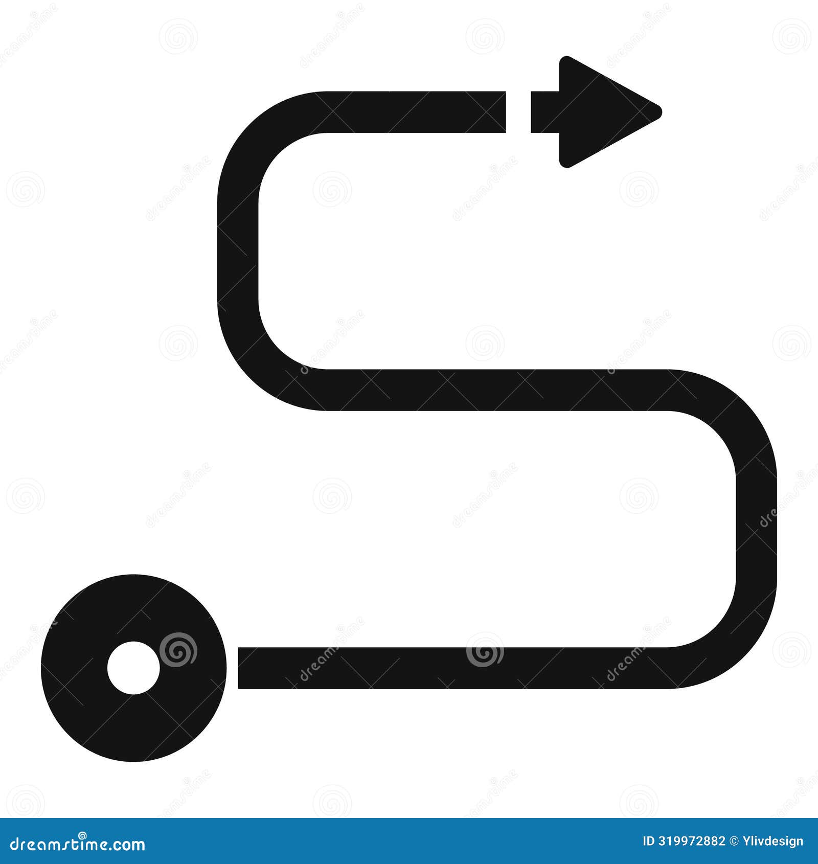 Black Arrow Path Icon with Starting Point Stock Vector - Illustration ...