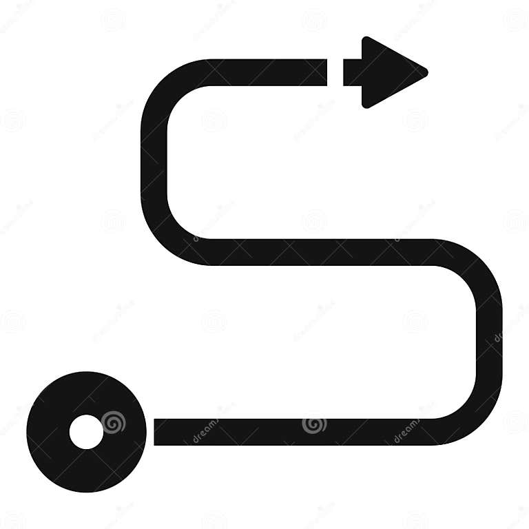 Black Arrow Path Icon with Starting Point Stock Vector - Illustration ...