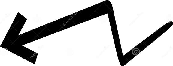 Black Arrow Pointing Left and Changing Direction with Curves and Angles ...