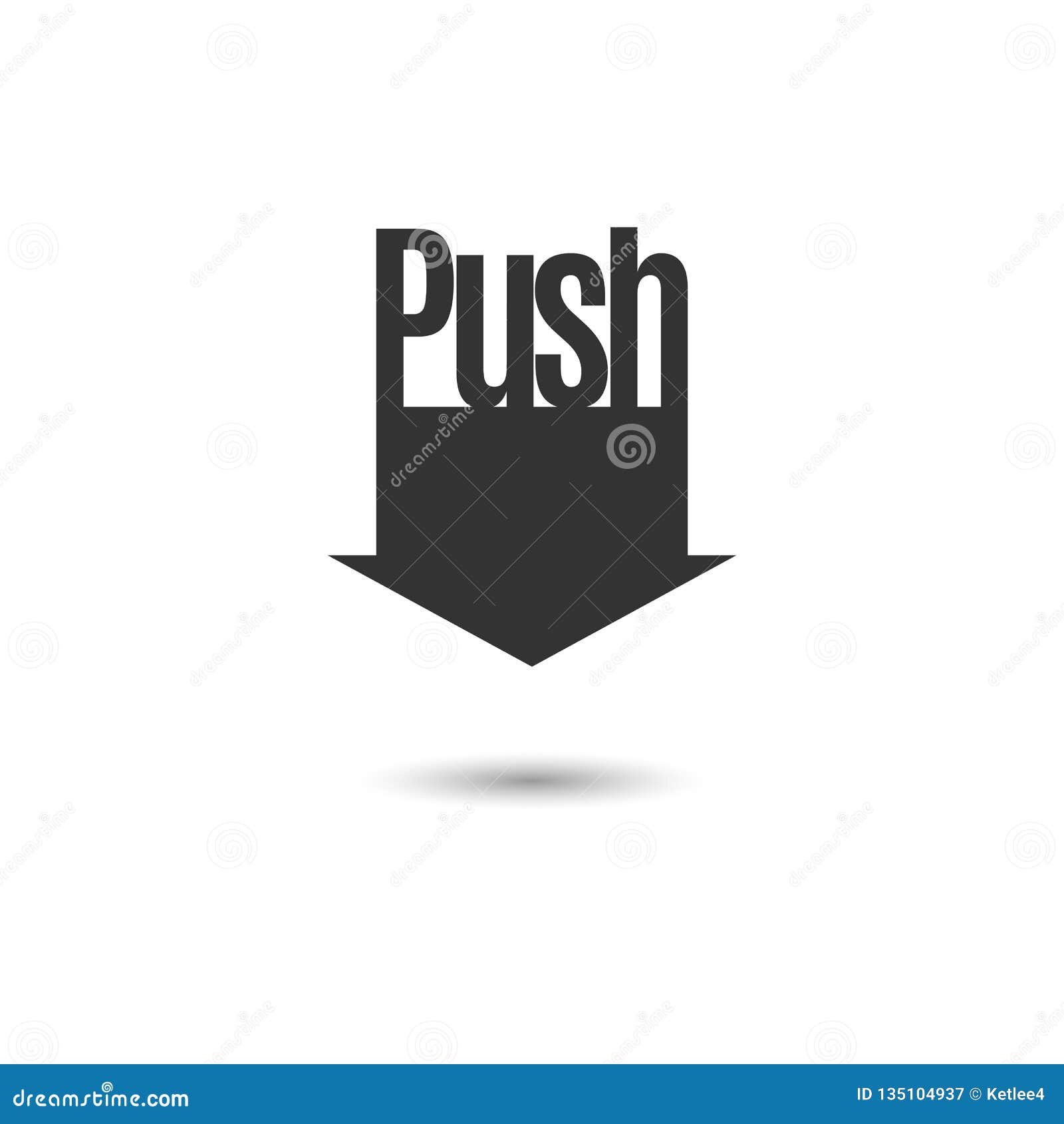Black Arrow with the Text Push. Sign, Symbol, Icon in the Form of a ...