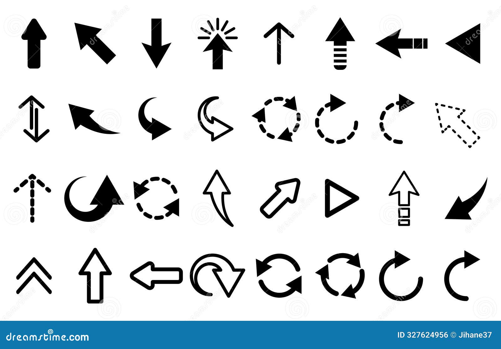 Black Arrow Vector Icon Pack Stock Illustration - Illustration of element, icon: 327624956