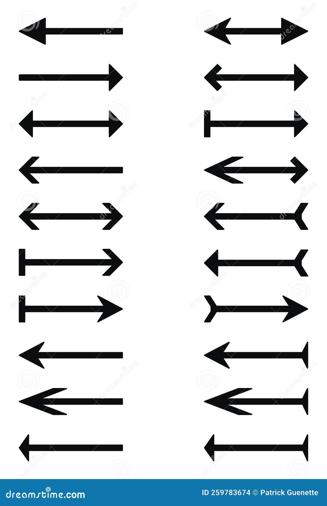 Black Arrows in Different Directions and Sizes, Icon Stock Vector ...