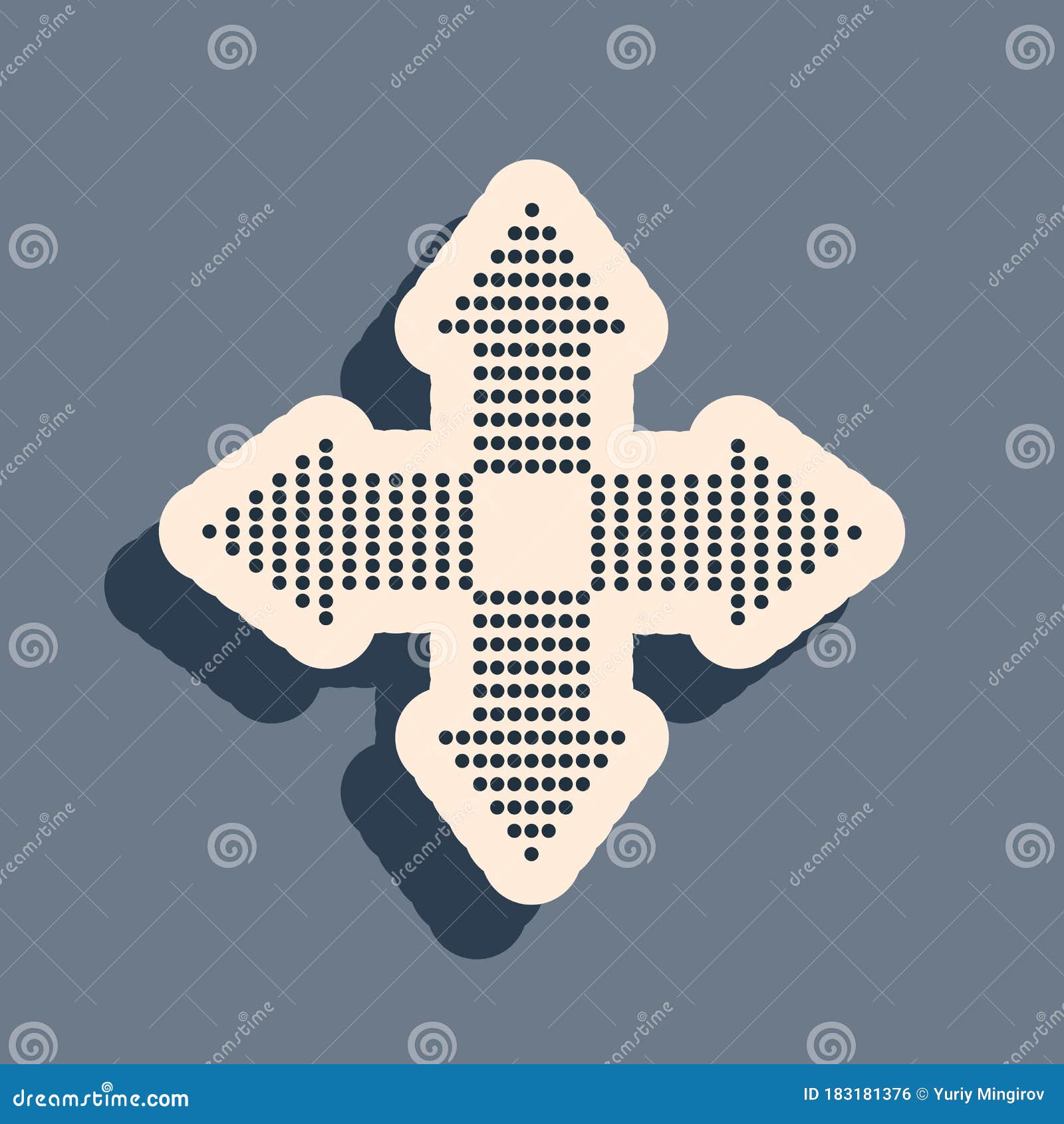 Black Arrows Dots in Four Directions Icon Isolated on Grey Background ...