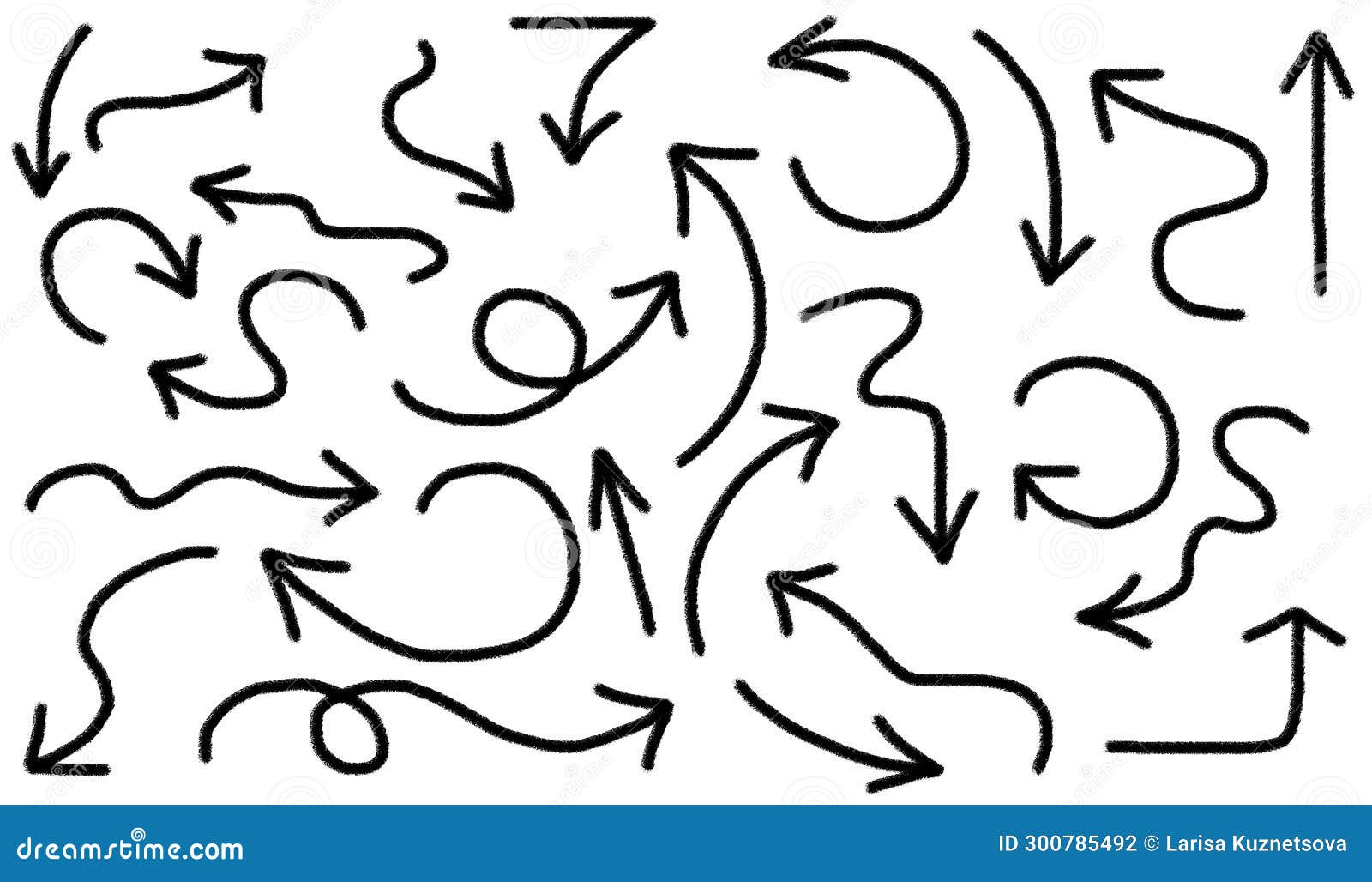 Black Arrows Drawn by Hand in a Chaotic Manner. Stock Illustration ...