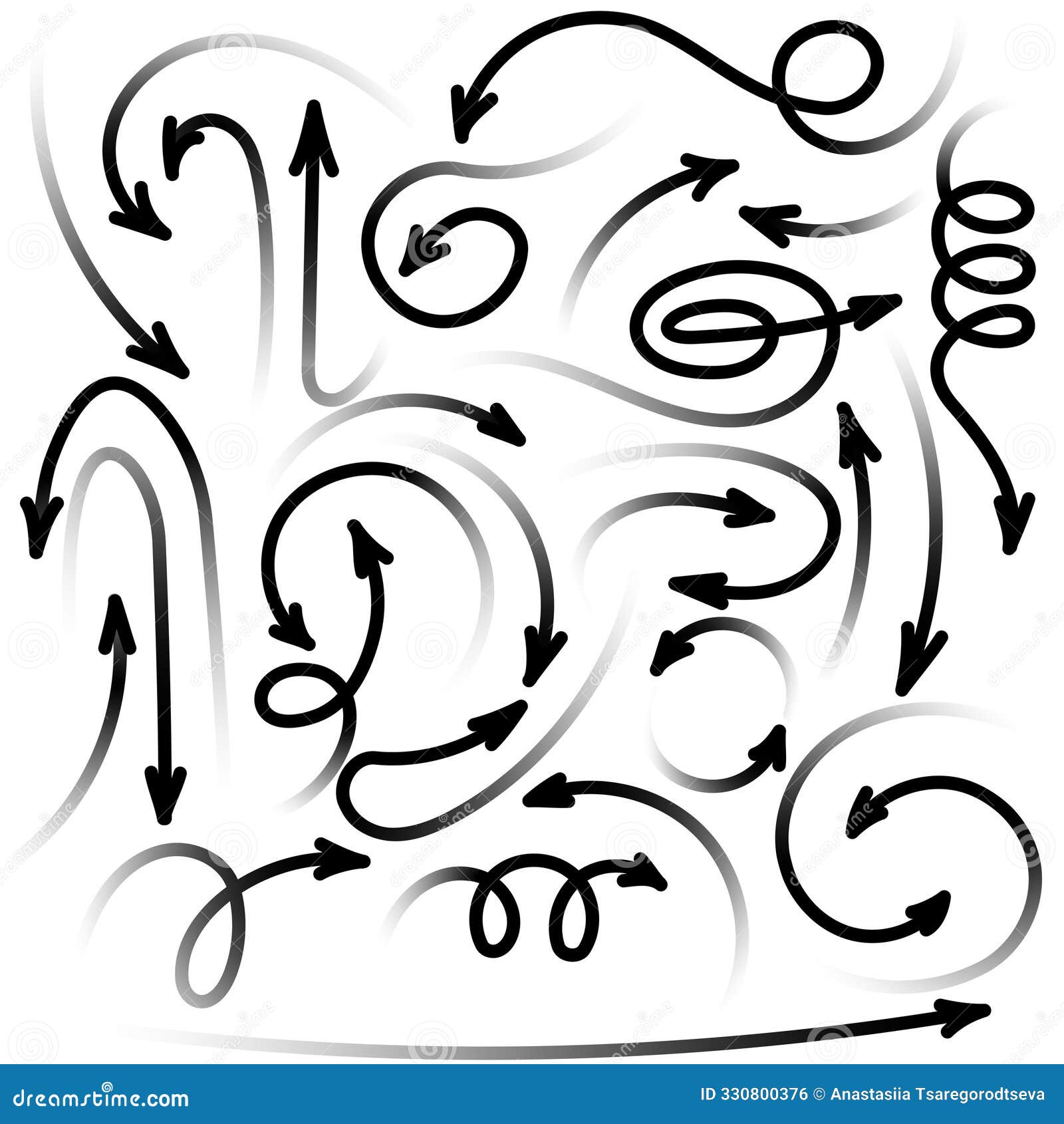 Black Arrows in Gradients in Different Directions Stock Illustration ...