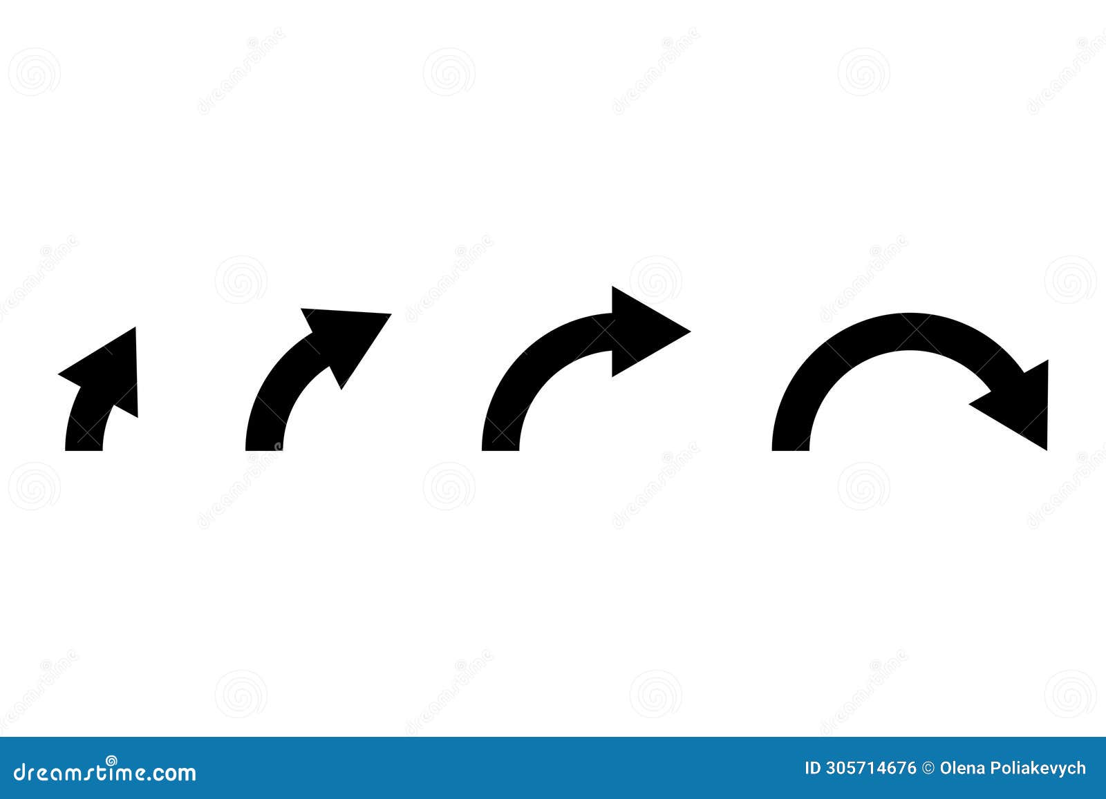 Black Arrows Icon. Curved Signs. Vector Illustration. EPS 10 Stock ...