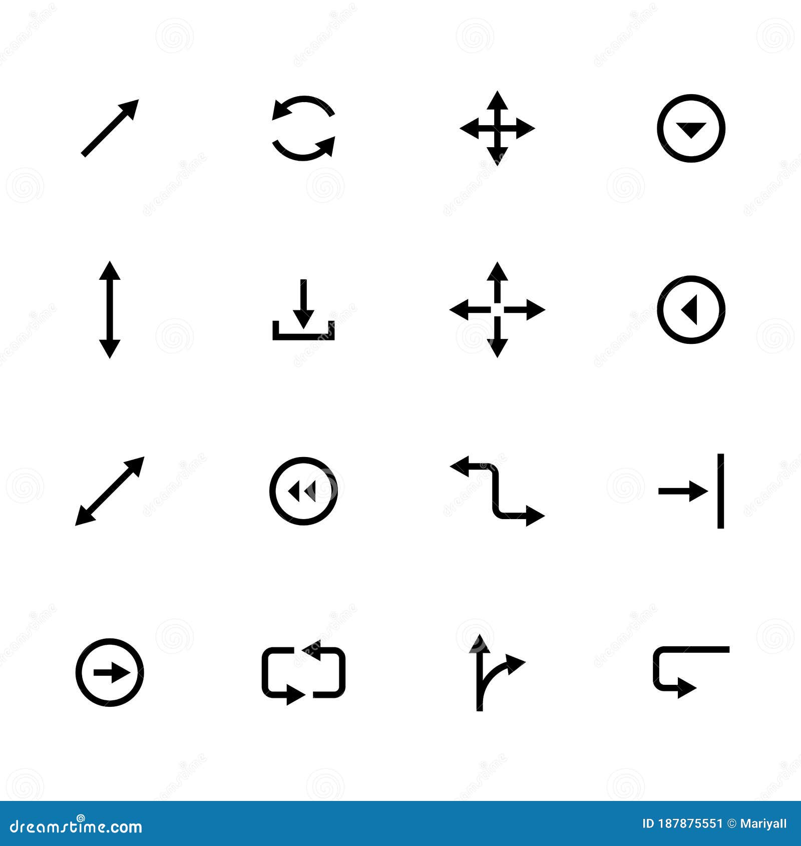 Black Arrows Icons Set, Pointers for Navigation. Vector Symbol for Web Design Stock Vector ...