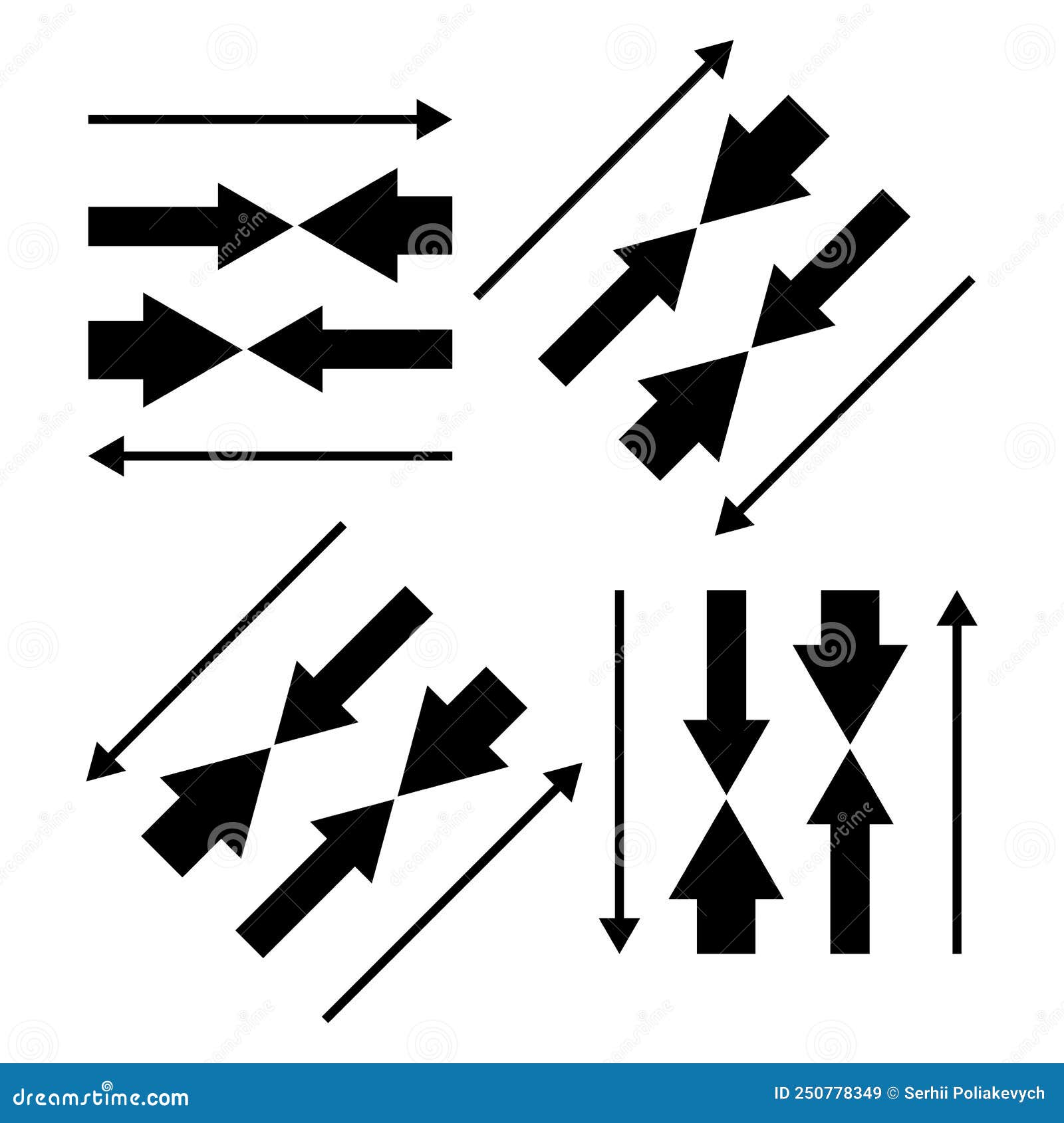 Black Arrows in Lines. Vector Illustration. Stock Image Stock Vector ...
